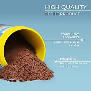 BroBass Freeze Dried Blood Worms for Fish - Aquarium Bloodworms Fish Food for Freshwater and Saltwater - Blood Worms for Tropical Fish, Betta, Goldfish, Cichlid, Guppy (0.21 oz)