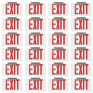 Sunco 24 Pack LED Exit Sign with Emergency Light, Commercial Grade Double Sided Fire Exit Lights, Backup Battery, Illuminated Emergency Exit, 120-277V, Dual Mounting, UL 94V-0 Fire Resistant