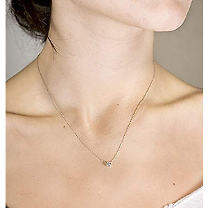 Kobelli Tiny Diamond Solitaire Bezel Necklace in 14k Gold (18" Chain)