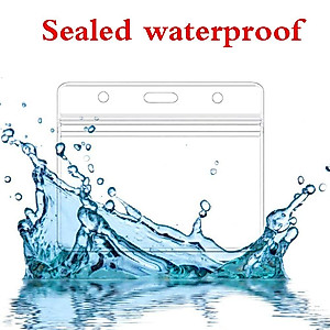 KINGSUM Horizontal Badge Holders Sealable Waterproof Clear Plastic Name Tag ID Card Holder (6Pcs)