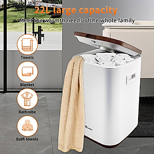 Qumox Towel Warmer Bucket, Large Towel Warmer with 3 Heating Modes, Heat Time 20/40/60 Min Adjustable, Auto Shut Off and Up to 24 Hour Delay Timer, Towel Heater for Oversize Bathrobes Blankets