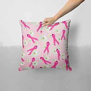 iiRov Pink Ribbon Collage Breast Cancer Awareness - Custom Decorative Home Decor Indoor or Outdoor Throw Pillow Cover for Sofa, Bed or Couch Cushion (Pillow CASE Cover ONLY)