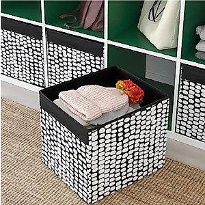 DRÖNA Storage Organizer Box Heavy Duty Black/White Polyester 13x15x13 "
