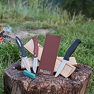 Hutsuls Brown Leather Strop with Compound - Get Razor-Sharp Edges with Stropping Kit, Green Honing Compound & Vegetable Tanned Two Sided Knife Sharpener Step-by-Step Guide Included