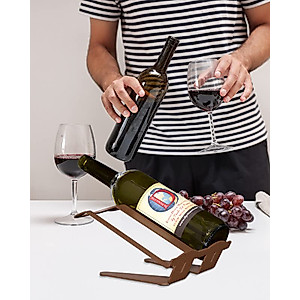 di prima usa Wine Rack Countertop – 2 Bottle Wine Holder for Table in Light Brown Metal