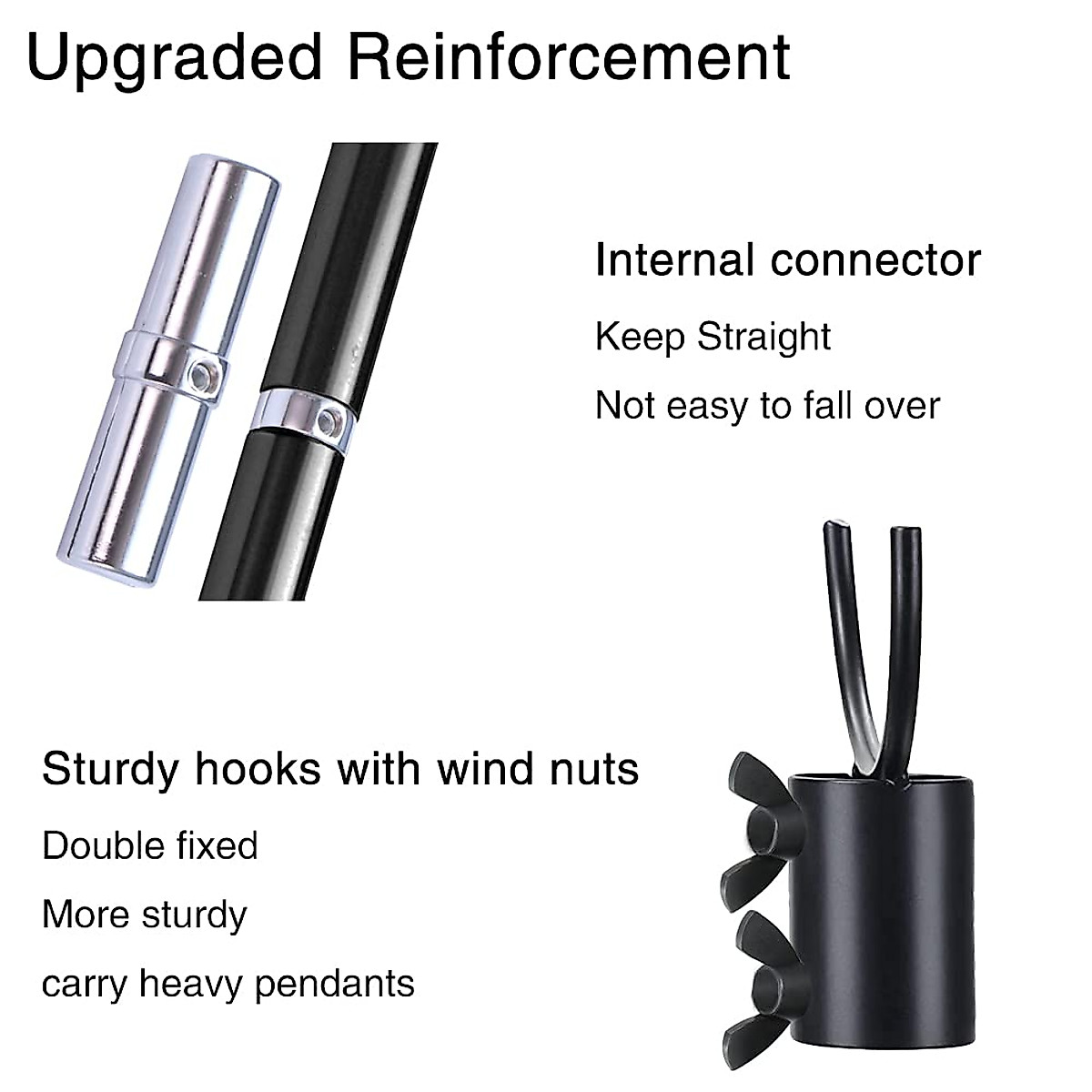 String Light Poles for Outdoors 2 Pack 7.8 FT Outside String Lights Pole Stand with 2 Shape Hooks and Heavy Duty 5-Prong Fork for LED Solar Bulbs Hanging Yard Garden Patio Wedding Cafe and Party