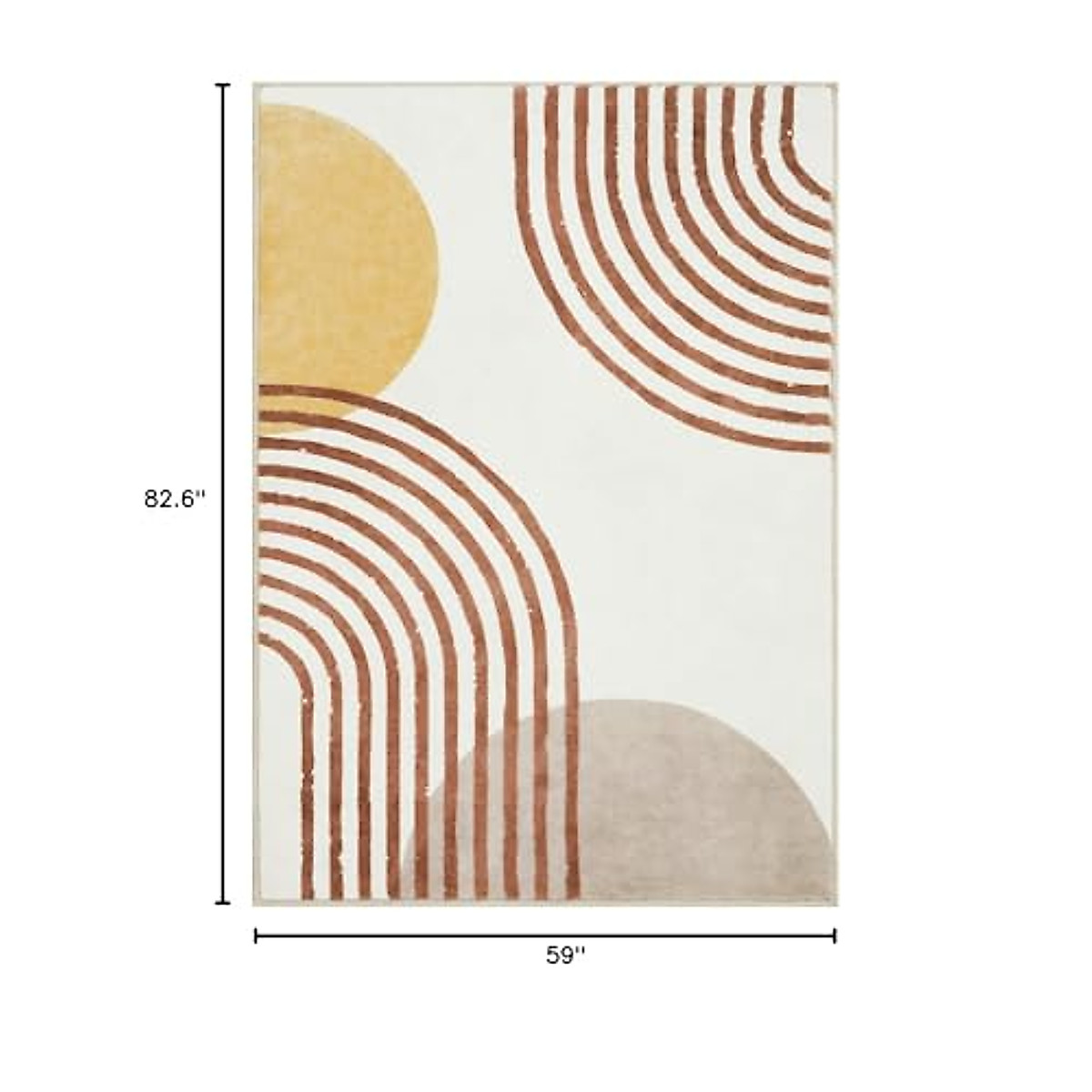 Wonnitar Boho Rugs for Living Room, 5x7 Area Rug for Bedroom,Washable Nursery Rugs Non-Slip Kids Room Throw Carpet, Soft Abstract Rainbow Low Pile Mat for Dorm Playroom Home Office (Orange,5'x7')
