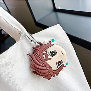 Pnakqil Japan Anime 3D Demon Slayer Hashibira Inosuke Kamado Tanjirou Bluetooth Wireless Earphone Case for Apple AirPods pro airpods Accessories (for AirPods Pro,Kamado)