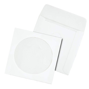 Quality Park Tech-No-Tear CD/DVD Sleeves, White, Pack Of 100 (77203)