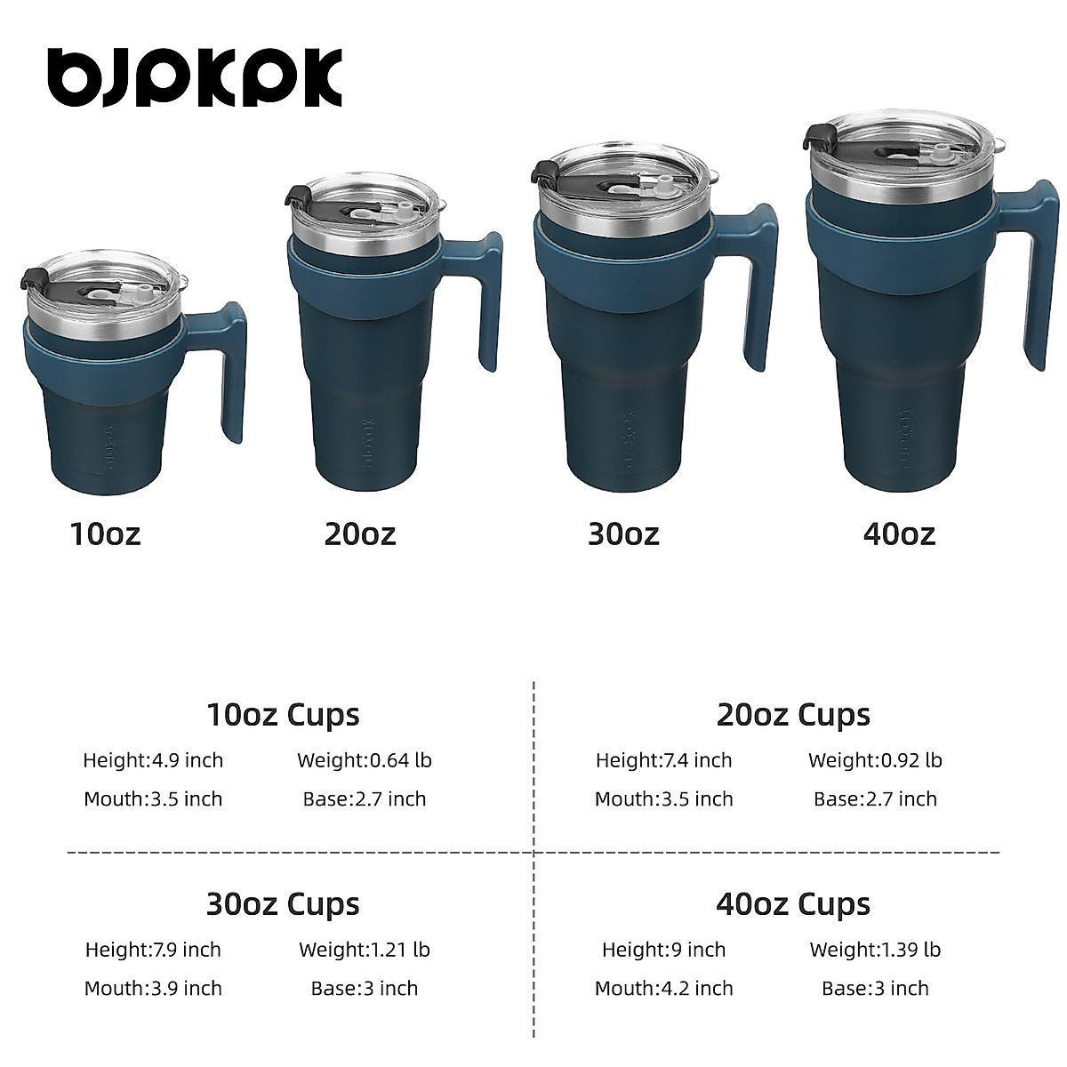 BJPKPK 20 oz Tumbler With Handle Insulated Tumbler With Lid And Straw Stainless Steel Travel Mug Coffee Cups,Navy Blue