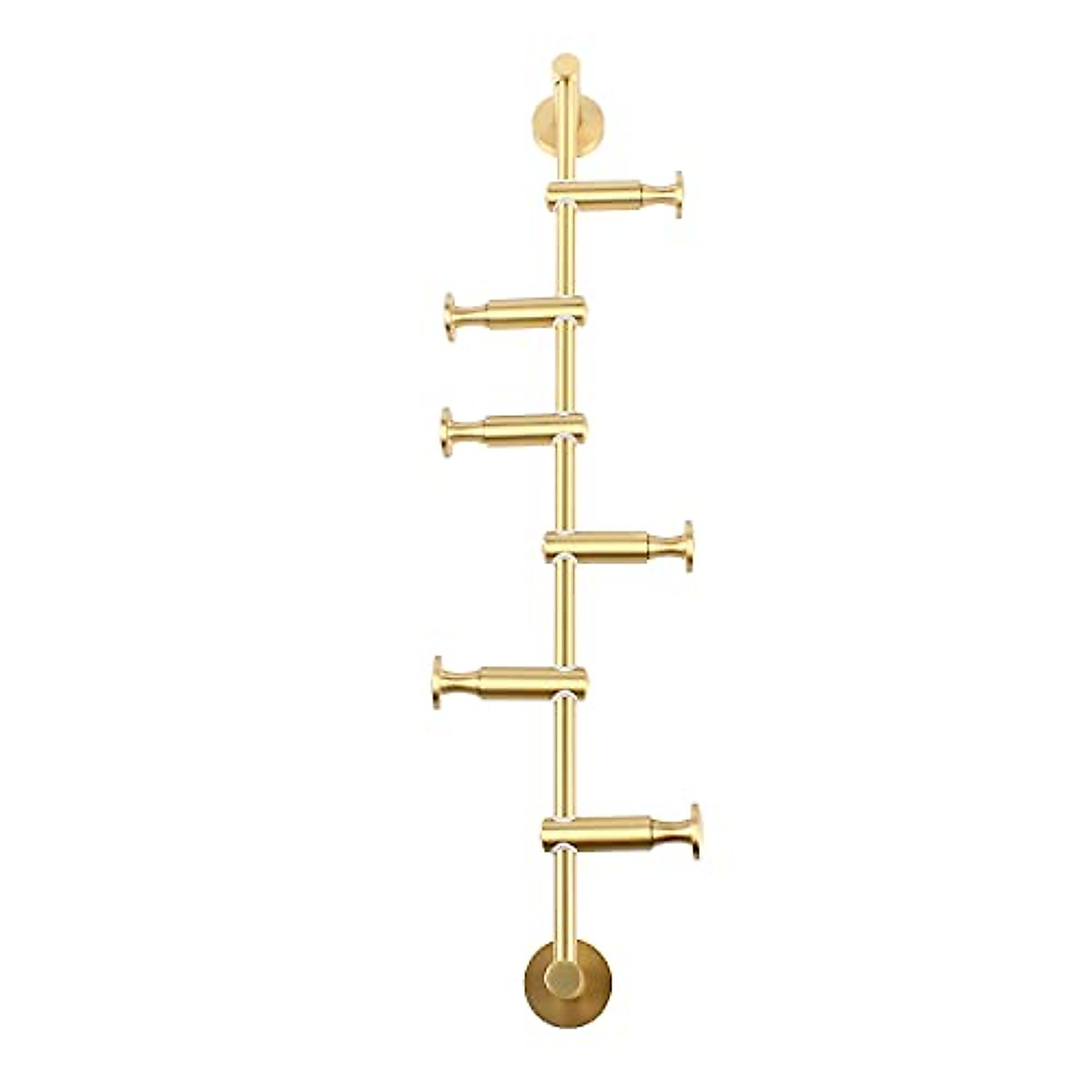 Coat Rack Metal Wall Mounted Coat Hanger with 6 Hooks Adjustable Spacing Angle Modern Coat Rack for Entryway Bedroom Coats Scarfs Bag Hat Umbrella Space Saving