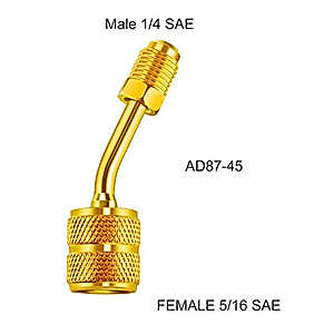 7 Pieces Air Conditioning Refrigerant Angled Compact Ball Valve 1/4 Inch for R410A R134A R12 R22 HVAC and R410A Adapter 5/16 Inch Female to 1/4 Inch Male Flare for Mini Split System