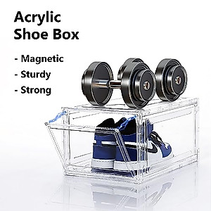 SIMPLGIRL Shoe Box 9 Pack, Clear Acrylic Shoe Boxes, Shoe Storage Boxes, Foldable Shoe Box, Shoe Organizer Box with Magnetic Door Fits Up to Size 14