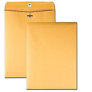 Quality Park 9 x 12 Clasp Envelopes with Deeply Gummed Flaps, Great for Filing, Storing or Mailing Documents, 28 lb Brown Kraft, 100 per Box (QUA37890)