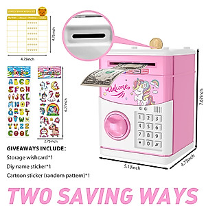 ATM Unicorn Piggy Bank for Boys Girls, Electronic Money Bank with Stickers, Kids Toys for 5 6 7 8 9 10 11 12 Year Old Boys Birthday Gifts