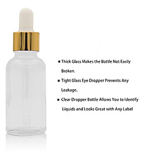 AGZHTYJQ 12 Pcs Glass Dropper Bottles with Eye Dropper Dispensers Lab Dropping Bottles with 2Pcs Long Pipettes 2Funnel and12 Label for Travel Cuticle Massage Essential Oils Perfume (Clear,1oz)