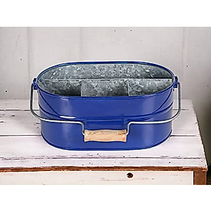 Alpha Living Home Utensil Caddy, Silverware Caddy Party, Silverware Caddy, Picnic Caddy, Flatware Caddy, Paper Plate Caddy, Galvanized Utensil Caddy, Metal Caddy, Outdoor Utensil Caddy - Slaty Grey