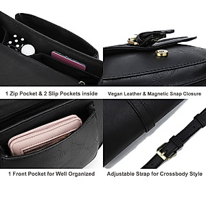 AFKOMST Crossbody Bags for Women,Small Saddle Purse and Boho Cross Body Handbags,Vegan Leather