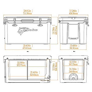 COHO Quick and Cool 55QT Rotomolded Cooler | Beverage Cooler and Camping Cooler for Beach, Kayak, Hiking, Outdoor, and Travel | Insulated Cooler and Heavy Duty Cooler and Ice Box | 55 Qt