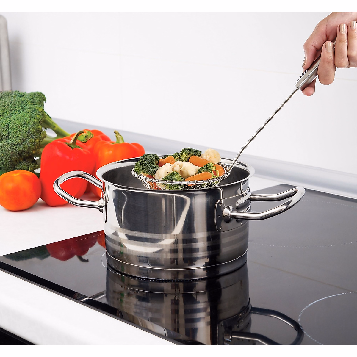 Helen’s Asian Kitchen Spider Strainer, All Stainless Steel, 5-Inch Strainer Basket With 10.25-Inch Handle