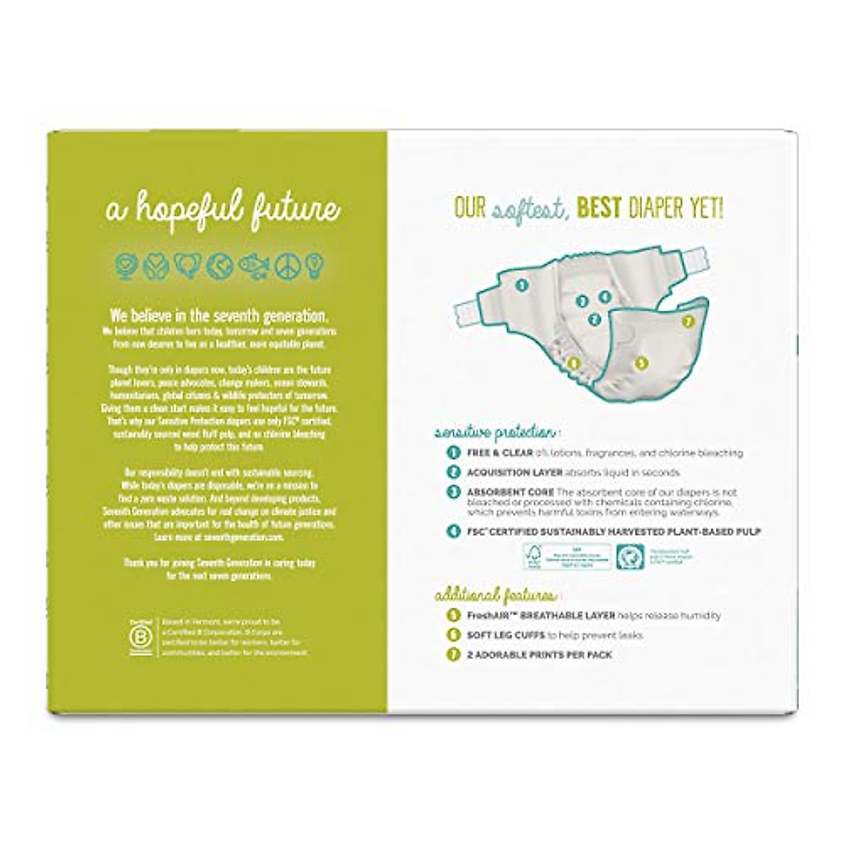 Seventh Generation Baby Diapers Sensitive Protection 152 count Size 4 Diapers Diapers Chlorine Free Size 4