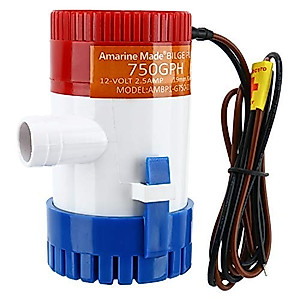 Amarine Made Bilge Pump, 12v Boat Pump 750gph Marine Boat Bilge Pumps, Submersible Boat Water Pump for Ponds, Pools, Fishing Boats, RV and Marine Use