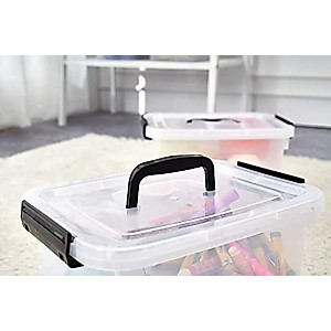 JUJIAJIA Clear Storage Latch Box/Bin, 2-Pack Plastic Organizing Container with Handle and Lids (7 QT/16QT)