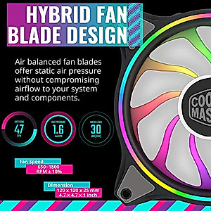 Cooler Master MasterFan MF120 Halo 3n1Fans, Duo-Ring ARGB Customizable Lighting, 120mm PWM Static Pressure, ARGB Header Extender For PC Case, Liquid and Air Cooler (MFL-B2DN-18NPA-R1),Black