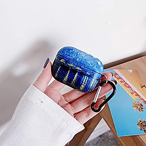 Clouds Compatible AirPods Pro (First Generation) TPU Case Cover with Keychain, Cute Soft Protective AirPods Accessories Shockproof -The Starry Night Over The Rhone Van Gogh