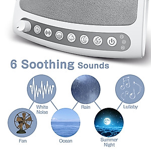 Dreamegg Sound Machine, 6 Relaxing Sounds Including Fan, White Noise, Ocean, Rain, Summer Night and Lullaby, Built in Timer