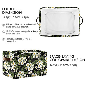 Daisies Flowers Storage Basket Bins Decorative Toy Laundry Basket Organization with Handles for Playroom Living Bed Room Office Clothes Nursery,1 pcs