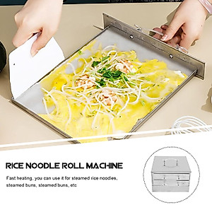 Rice Noodle Roll Steamer Machine - 2 Layers 2 Trays Chinese Cantonese Cheung Fun Changfen Maker for Commercial and Home Use with Extra Stainless Steel Holed Steam Tray and Long Handle