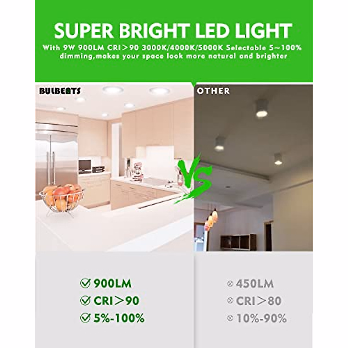 12 Pack LED Recessed Lighting 6 Inch, 3000K/4000K/5000K Selectable Canless 6 inch led recessed light, Dimmable 6in Recessed Lighting LED,12W 1200LM (110W Eqv.) CRI90 Wafer Lights 6 inch -IC Rated