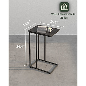 Innerjoin C Shaped End Table, C Side Table for Sofa, Couch and Bed, Tv Tray Table fits Small Space, Living Room Bedroom, Black