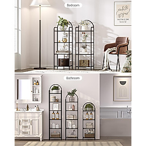 Hzuaneri Bookcase Bookshelf, Tempered Glass Bookshelves, Slim Shelving Unit for Bedroom, Bathroom, Home Office, Steel Frame, 4 Tier Black BC04001B