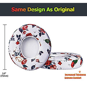 Beats Solo 3 Wireless Ear Pads Replacement, BUTIAO Protein Leather Memory Foam Headphone Earpads Ear Cushion Pad for Beats by Dre Solo 3 Wireless & Solo 2 Wireless Over Ear Headsets (White Floral)