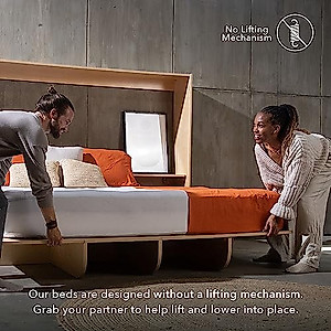 Lori Beds, Murphy Bed, Hideaway Bed, Space Saving Furniture, Wall Bed, Horizontal Wallbed, Bed Frame Only, Manual Fold, Size-Queen, White