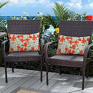 Pyonic Outdoor Pillows Cover Pack of 2 Floral Waterproof Throw Pillow Covers 12X20 inch Outdoor Lumbar Pillows for Patio Furniture Garden Outdoor Waterproof Throw Pillows
