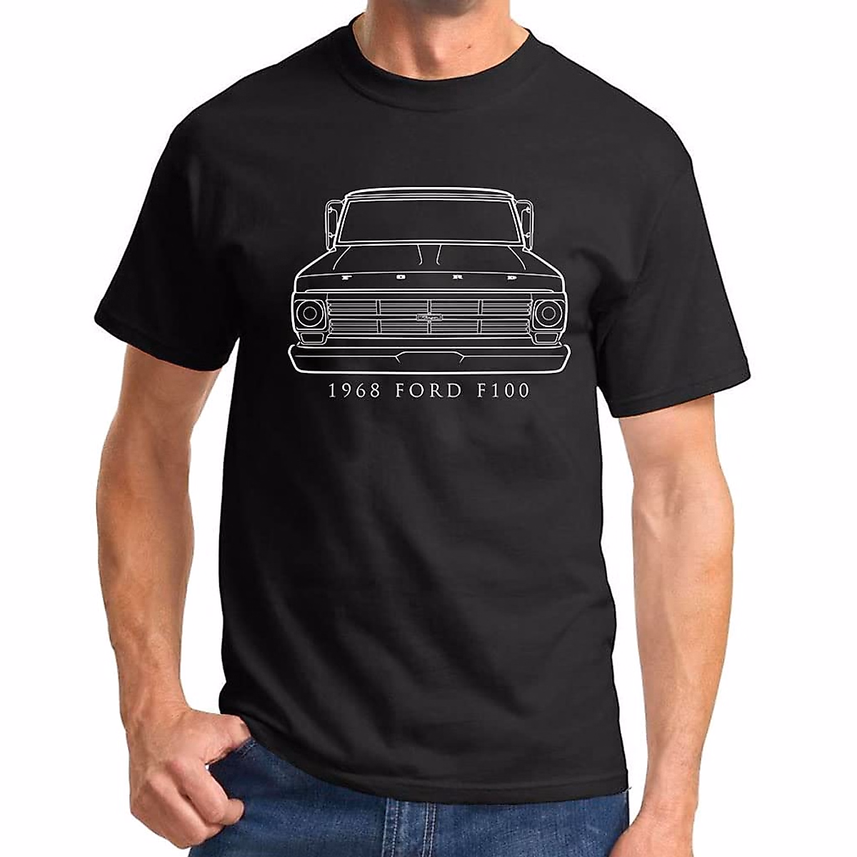 1968 Ford F100 Pickup Truck Front End Design Classic Print Tshirt X-Large Black