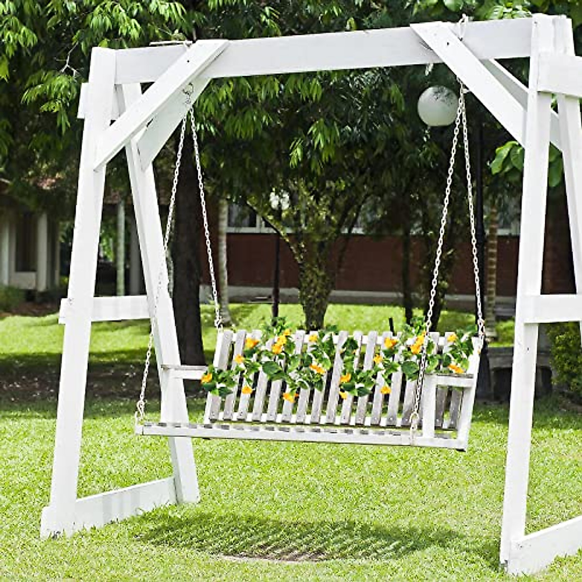 MARTINE MALL Morning Glory Flower Vine 15Feet Artificial Flower Vines Morning Glory Hanging Plant Fake Hanging Vine Flowers Hanging Plants Silk Garland for Wall Stairway Home Decor Yellow, 2 Pcs