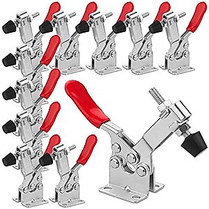 AConnet Adjustable Toggle Clamp 12 Pack 201-B Style Quick Release Toggle Latch Hold Down Clamp Antiskid Red Horizontal Clamp 360Lbs Holding Capacity Quick Release Woodworking Tool