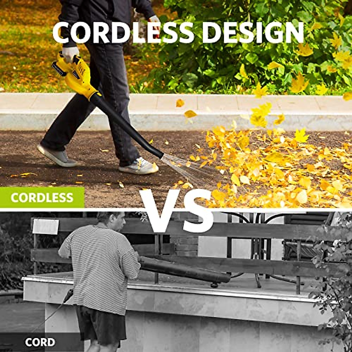 OMOTE Cordless Leaf Blower with Battery & Charger, Low Noise, Lightweight, Easy One-Button Control, Battery Powered, 177 CFM for Blowing Leaves, Lawn Care, Dust & Other Debris