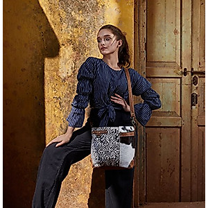 Myra Bag Cowhide & Cotton Shoulder Bag S-1129