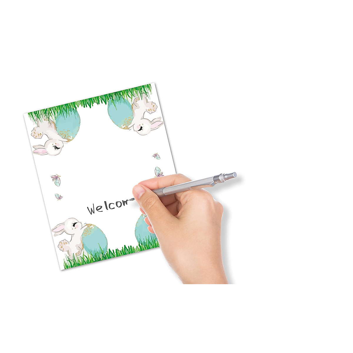 Table Place Card, Easter Tent Style Cards, Pack of 25 Half-Fold Reception Place Card, Cute Easter Egg Bunny, Easter Table Decor for Spring Wedding, Baby Shower, Dinner Party(F15)