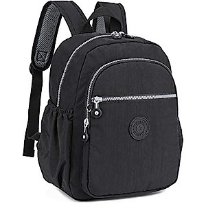 Small Nylon Backpack Mini Casual Lightweight Daypack Backpacks for Women and Girls (Black)