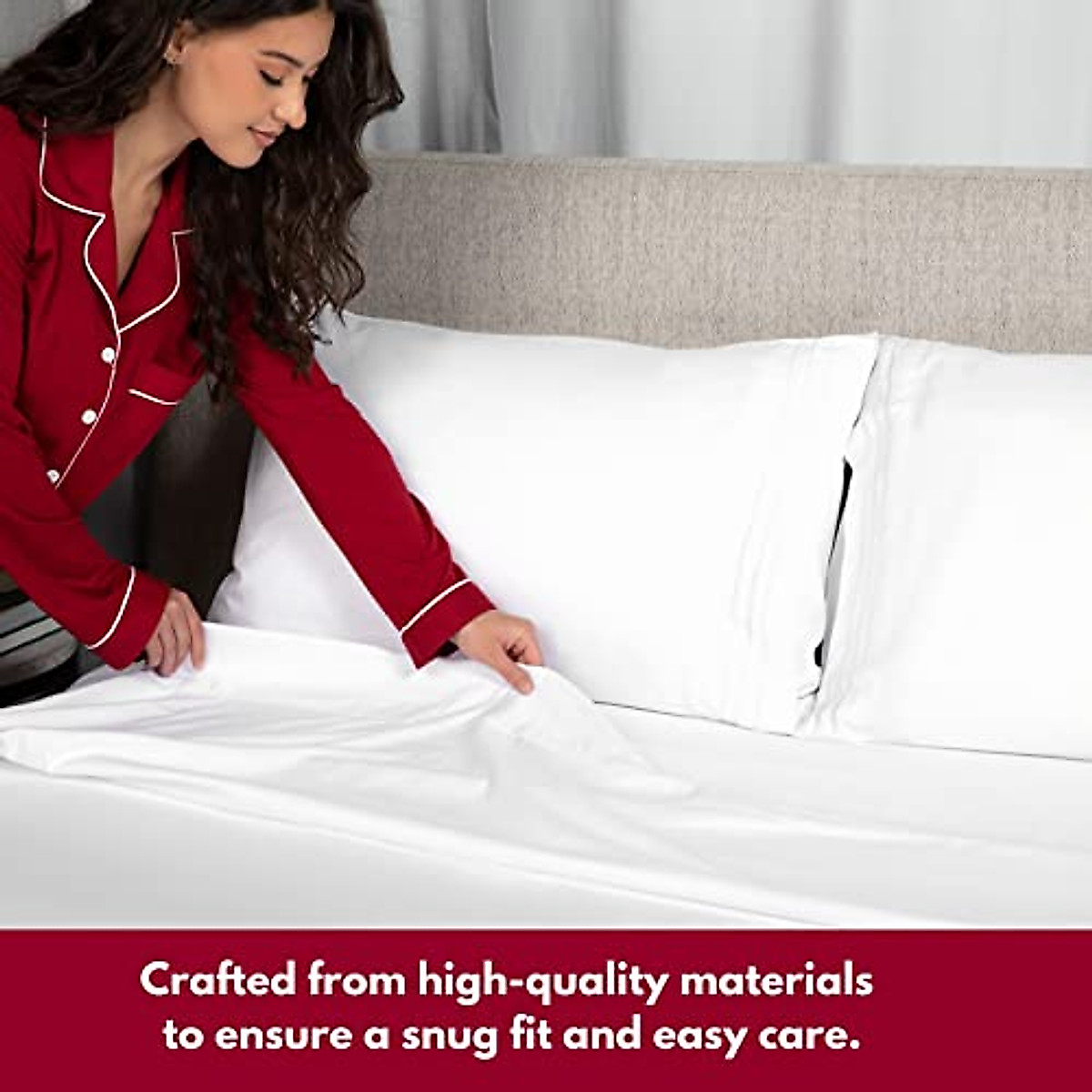 ELONNA - King Size Sheet Set - Breathable & Cooling Sheets - Hotel Luxury Bed Sheets - 1800 Thread Count - Extra Soft - Deep Pockets 16 inch - Wrinkle, Fade, Stain Resistant - 4 PCs (White, King)