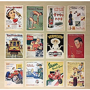 DreamHigh 64 pcs Collectible Vintage  Ads & Movie Poster Postcards Bulk Pack