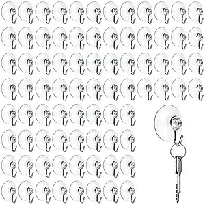 Mudder Suction Cup Hooks Wall Hooks, Home Kitchen Bathroom Wall Window Towel Robe Hangers, Utility Hooks Hangers, Home Hanging Organizer Supplies, Use on Smooth Surface (80 Pieces, 45 mm)