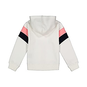 Nautica Girls' Logo Sweatshirt, Fleece Hoodie with Full-Zip Front & Pockets, Marshmallow Block, 16