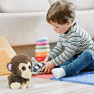 WEIGEDU Small Plush Toys Babies Monkey Stuffed Animals, 5.9 inches, Kaffee Brown Chocolate